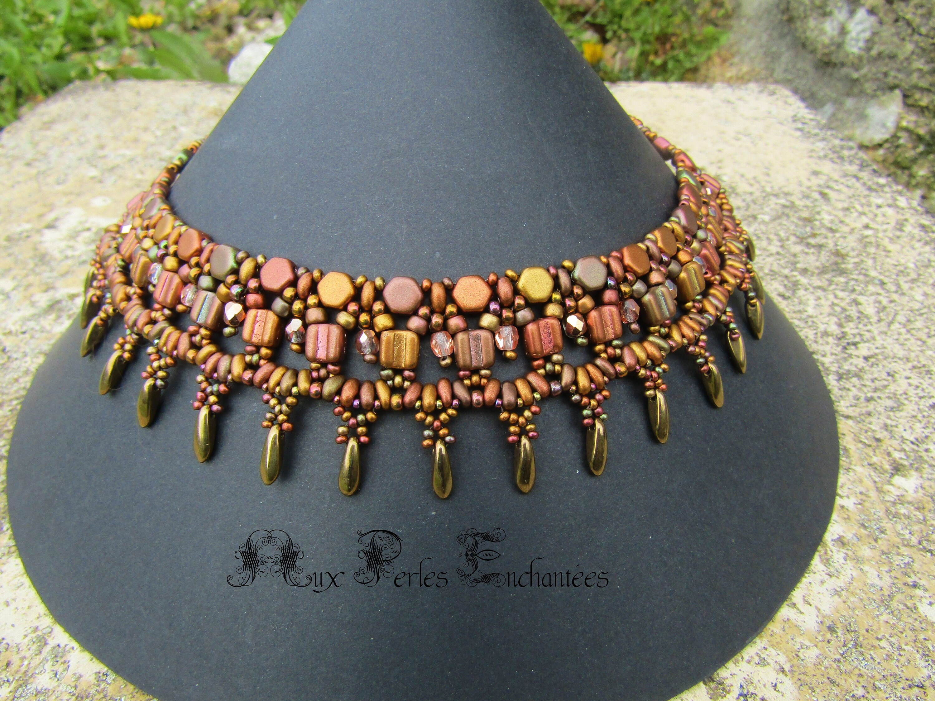 Beading Pattern, Beading Tutorial, Beaded Necklace, Beaded Metallic ...