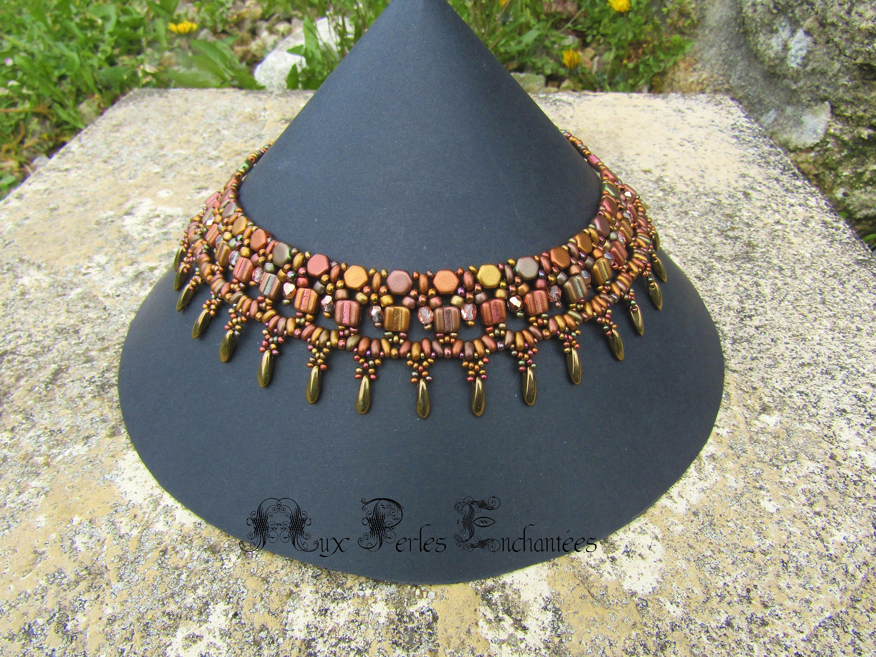 Beading Pattern, Beading Tutorial, Beaded Necklace, Beaded Metallic ...