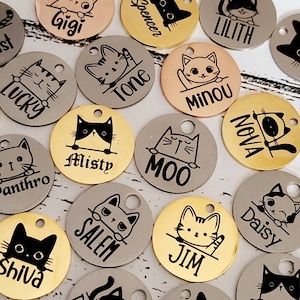 Tiny 20mm Cat Kitten ID Tags Laser Engraved, Stainless Steel Available ...