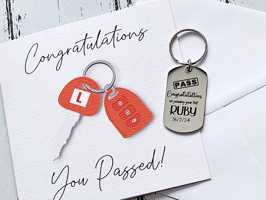 Passed Driving Test Keyring. Customised Text With Optional Message on ...