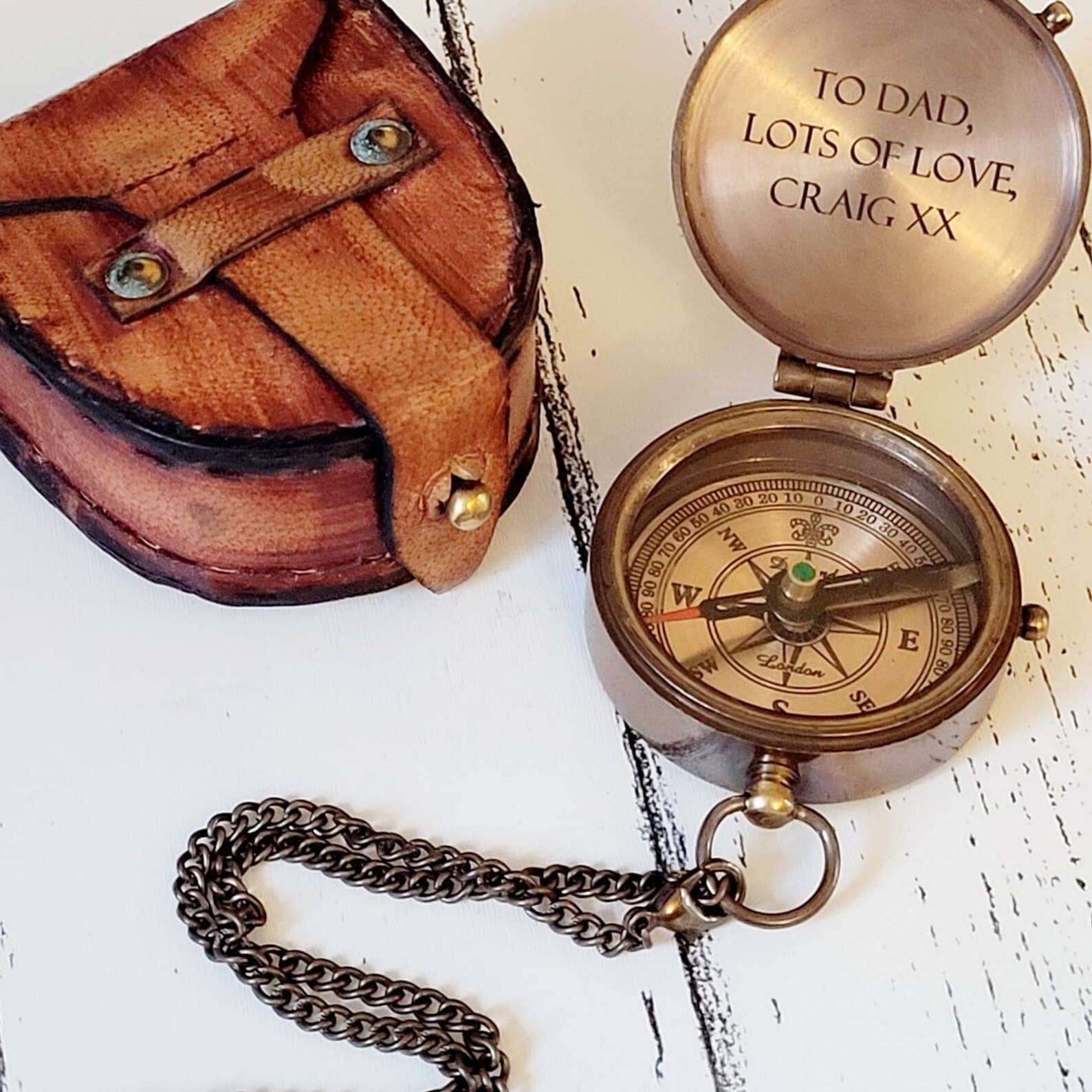 Beautiful Brass Personalised Engraved Compass. Father of the | Etsy UK