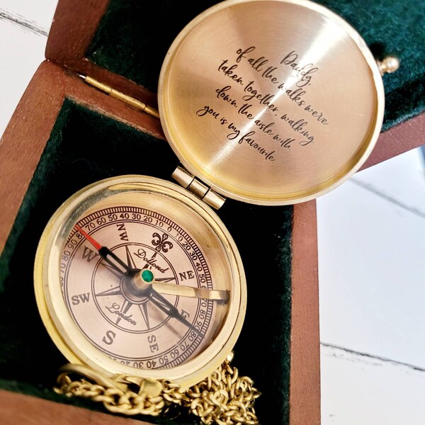 Engraved Compass Keychain - Etsy