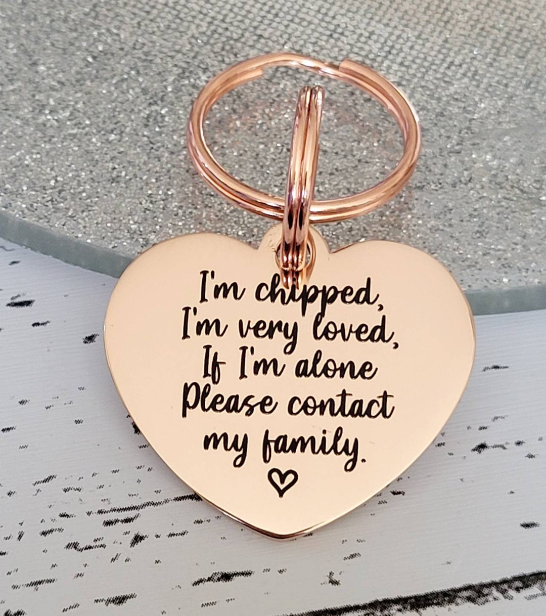 I'm Chipped Dog Tag Engraved Hearts, Stainless Steel Available in ...