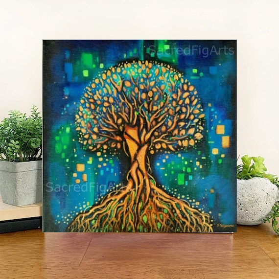 Tree of life painting original indian art tree canvas | Etsy