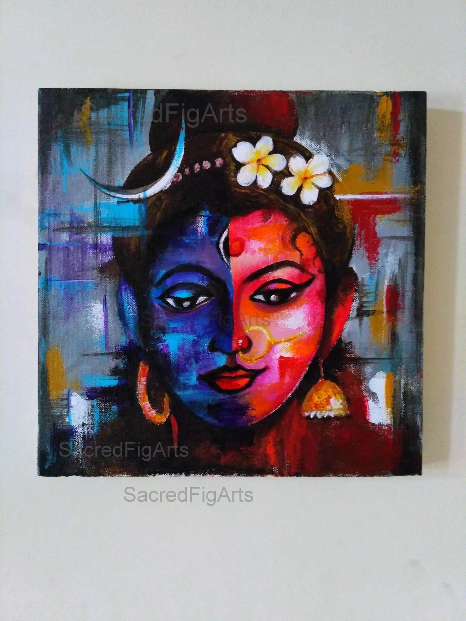 Buy Shiva Shakti, Shiv Parvati, 12x12, Modern Painting, Acrylic on ...