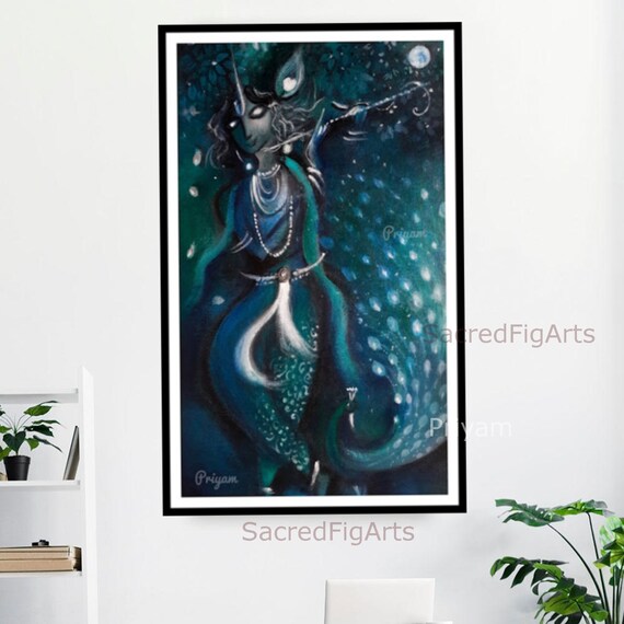 Krishna Painting Modern Indian Art Abstract Canvas Painting - Etsy