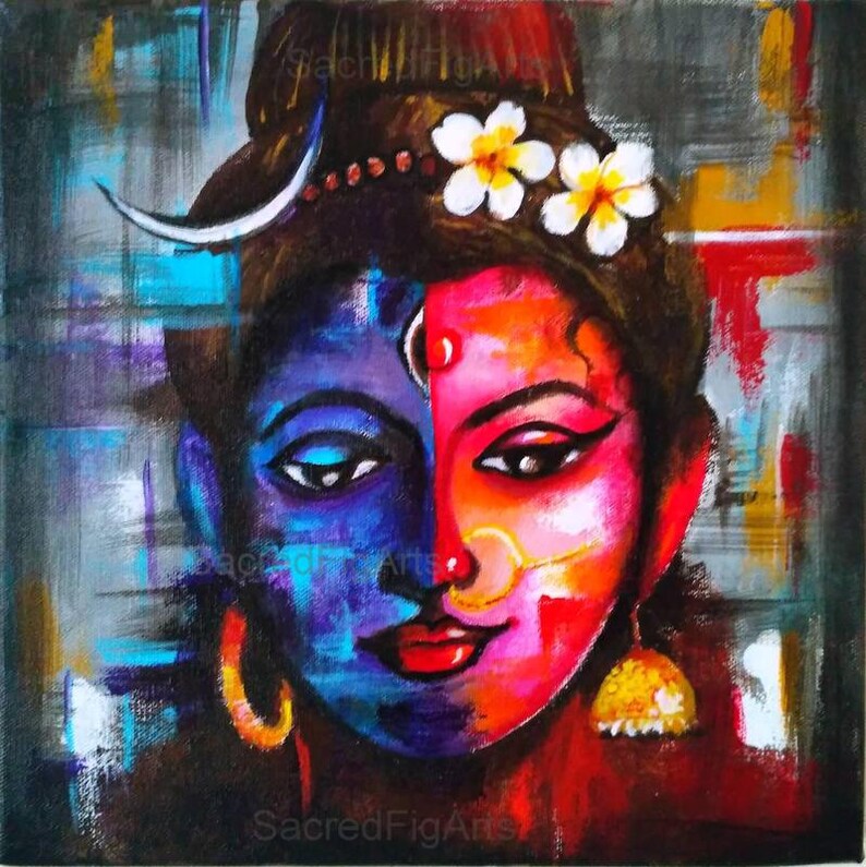Buy Shiva Shakti, Shiv Parvati, 12x12, Modern Painting, Acrylic on ...