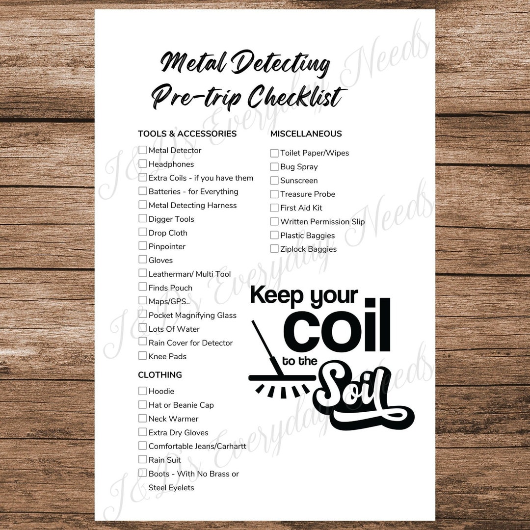 Metal Detecting Checklist | Pre-trip Checklist | Metal Detecting ...
