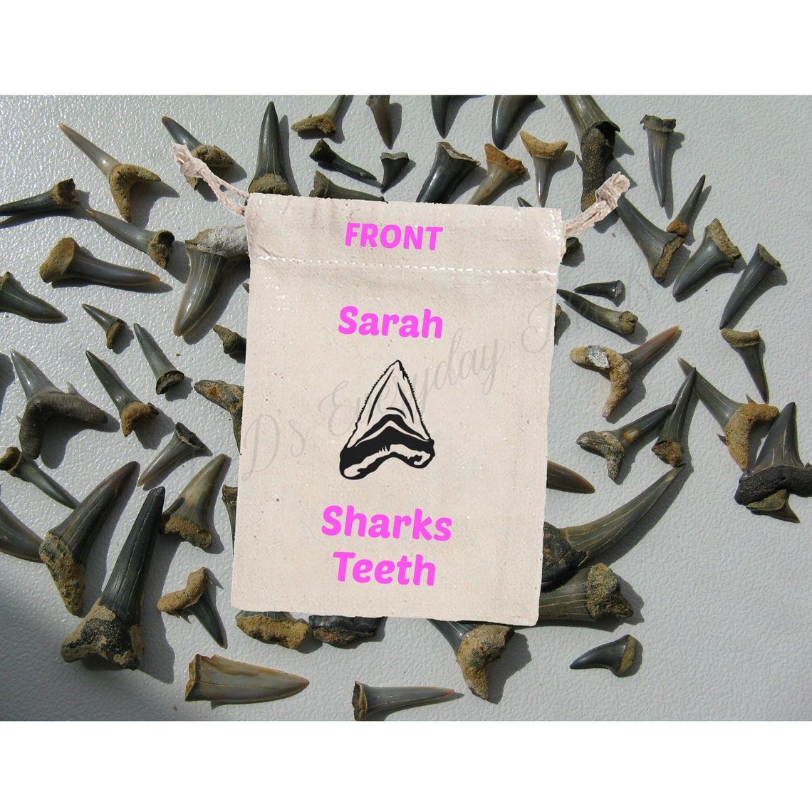Shark Teeth Bag, Personalized Drawstring Bag, Shark Tooth Holder ...