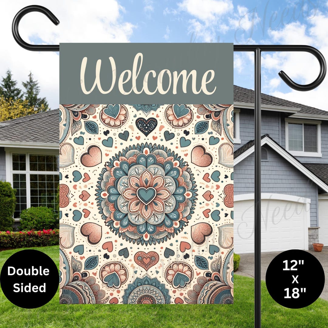 Boho Welcome Garden Flag: Valentine's Day Porch Decor (12x18 Inch) - Etsy