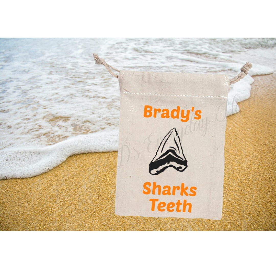 Shark Teeth Bag, Personalized Drawstring Bag, Shark Tooth Holder ...
