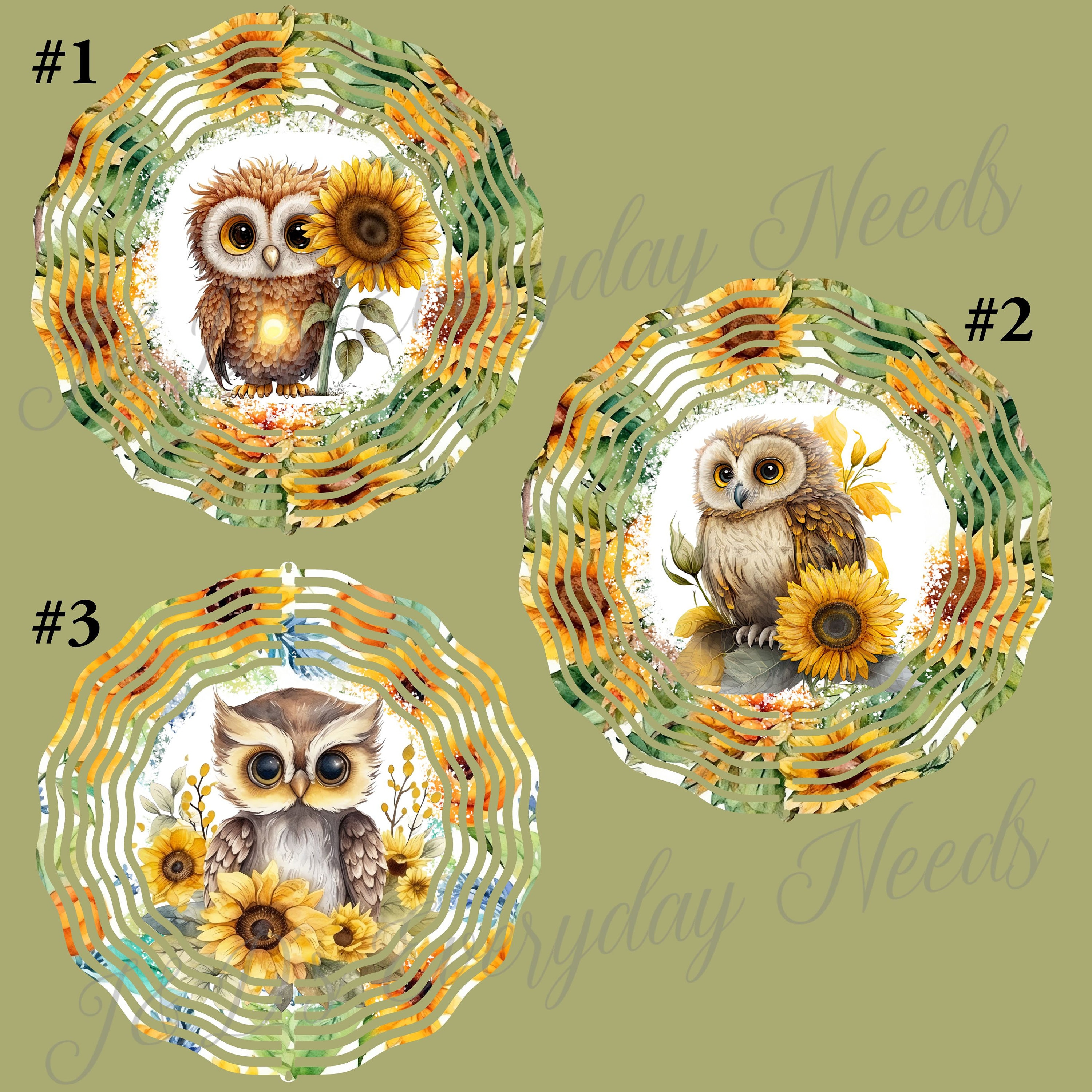 Owl Wind Spinner Owl Keepsake Sunflower Yard Art Sunflower Wind Spinner ...