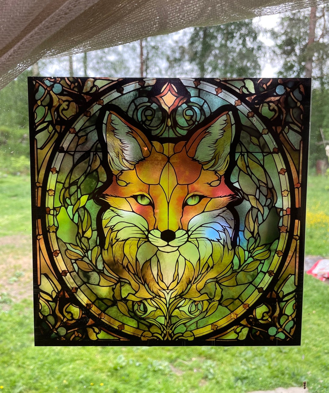 Fox Faux Stained Glass Window Cling, Suncatcher Sticker - Etsy