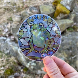 Frog Suncatcher Sticker, Stained Glass Effect, Clear Sticker, Window ...
