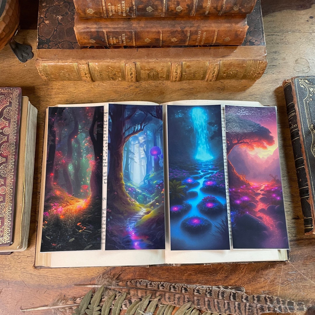 Magic Forest Bookmark Set of 4, Laminated Fantasy Bookmark, Fairycore Book Lover Gift - Etsy