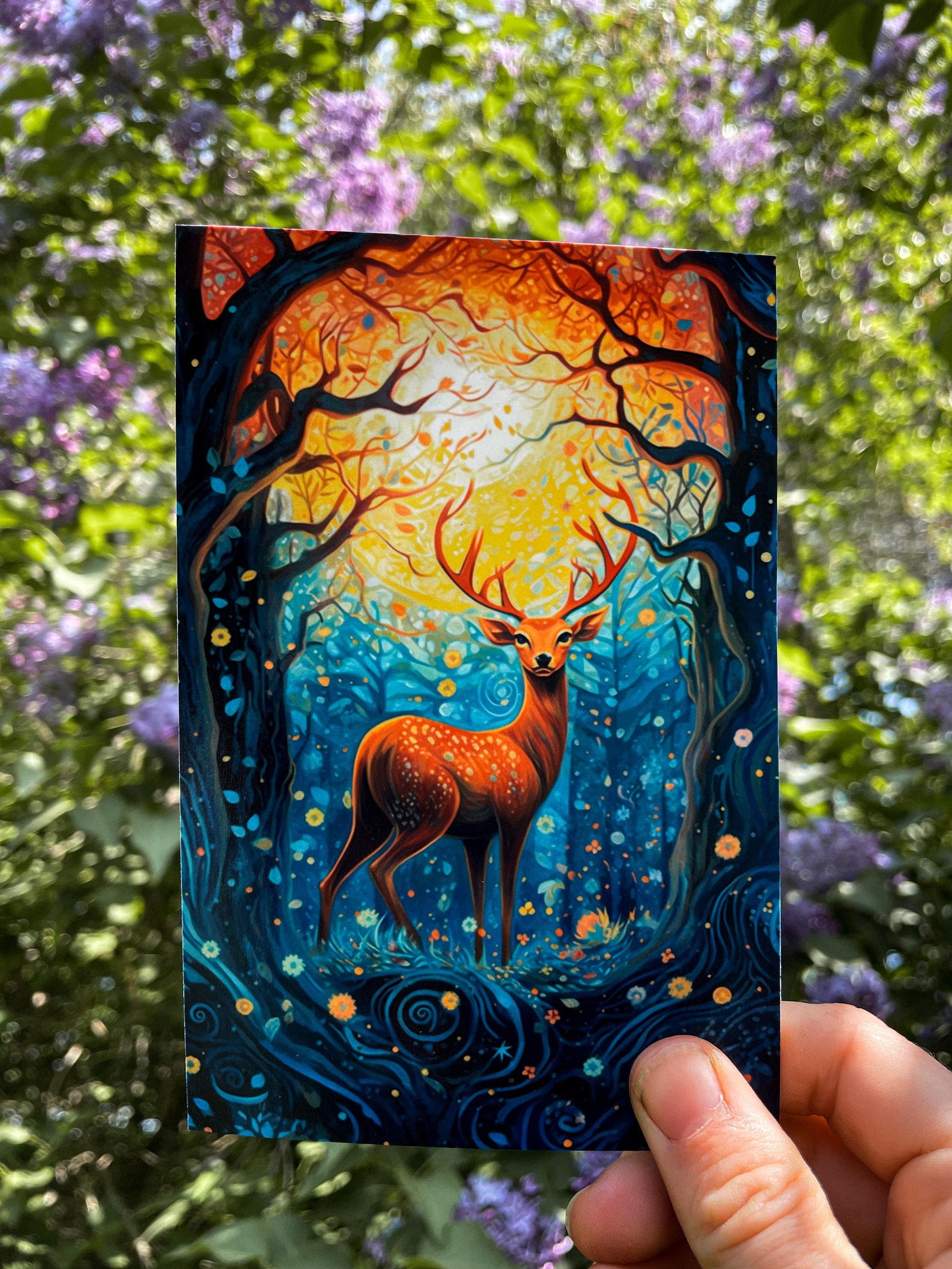 Summer Solstice Deer Greeting Card - Etsy