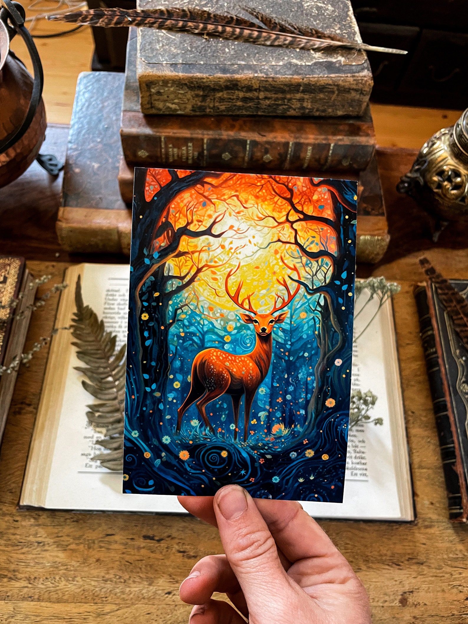Summer Solstice Deer Greeting Card - Etsy