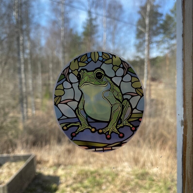 Frog Suncatcher Sticker Stained Glass Effect Clear Sticker - Etsy