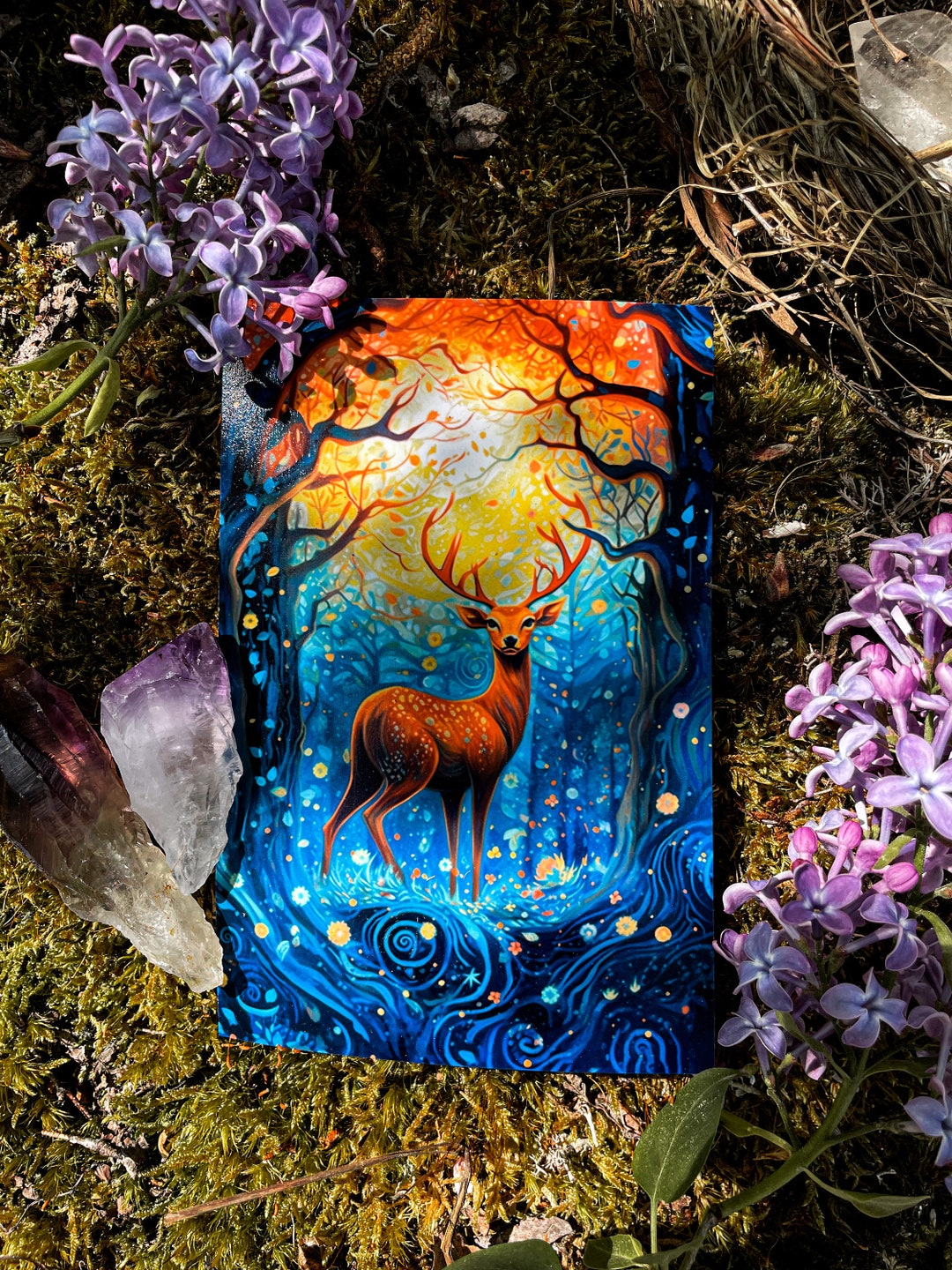 Summer Solstice Deer Greeting Card - Etsy