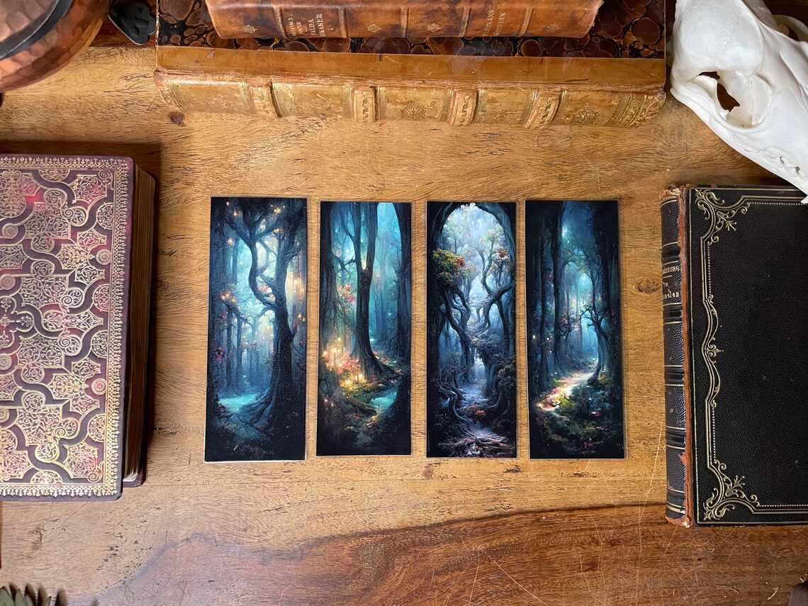 Enchanted Forest Bookmark Set of 4 Fantasy Bookmark - Etsy