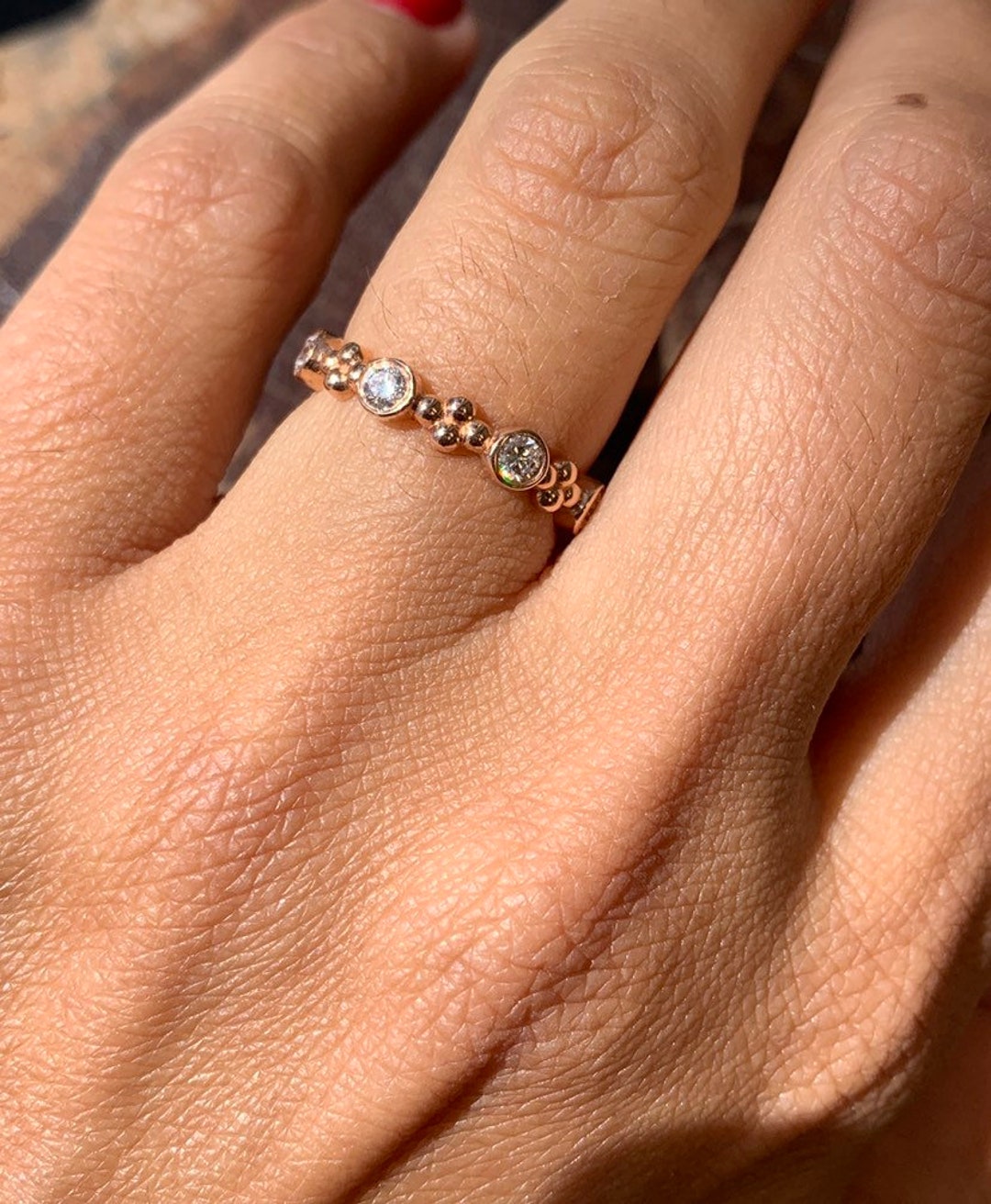 Solid Gold Diamond Band Ring, Gold Diamond Band Ring, Diamond Stack ...