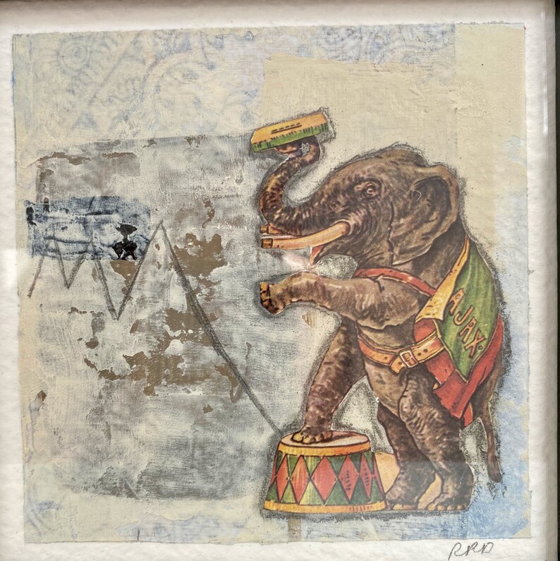 Circus Elephant: Framed Collage Art - Etsy