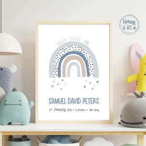 New Baby Print Framed or Print Only, Personalised Baby Print, Birth ...