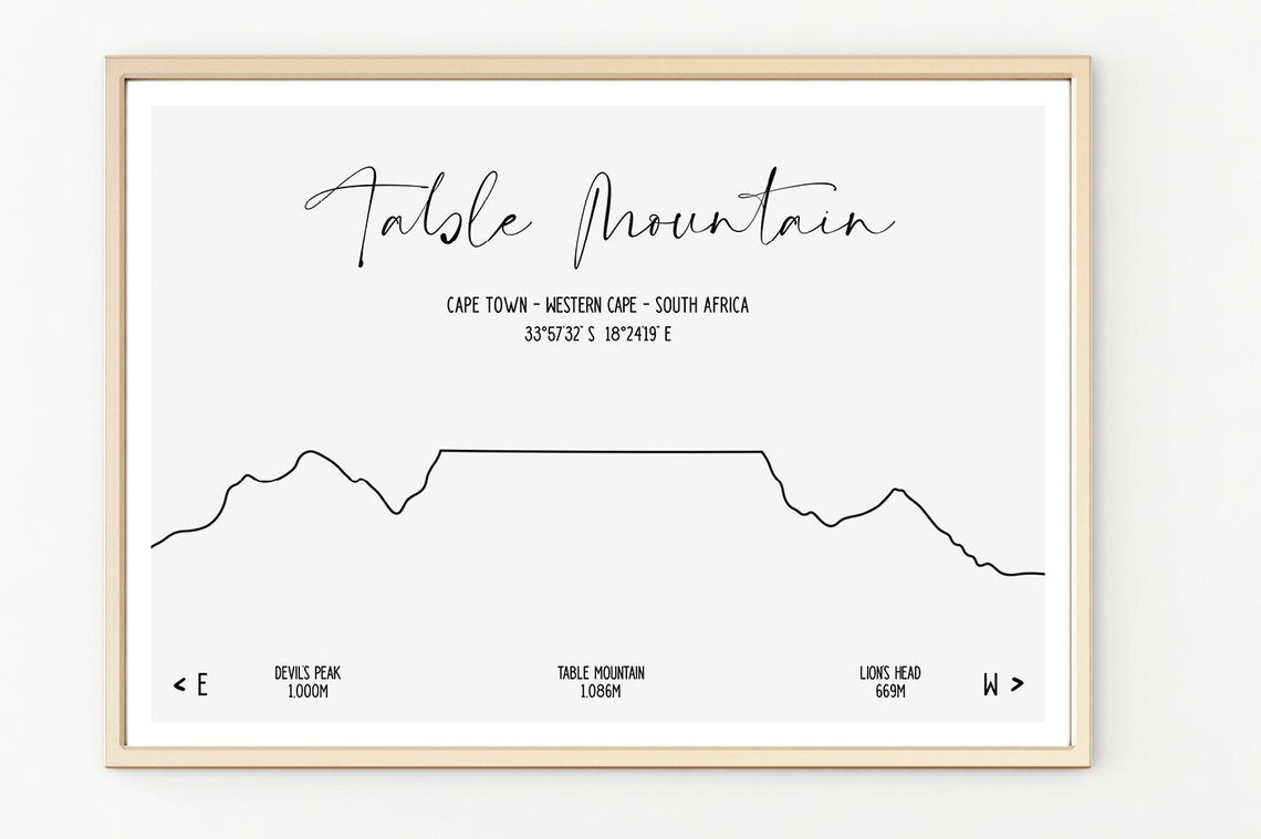 Table Mountain Print Table Mountain Outline Table Mountain | Etsy UK