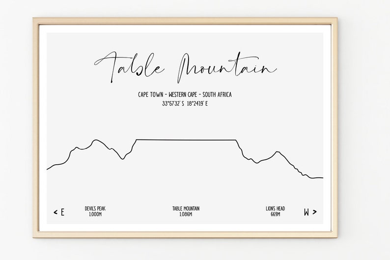 Table Mountain Print Table Mountain Outline Table Mountain | Etsy UK