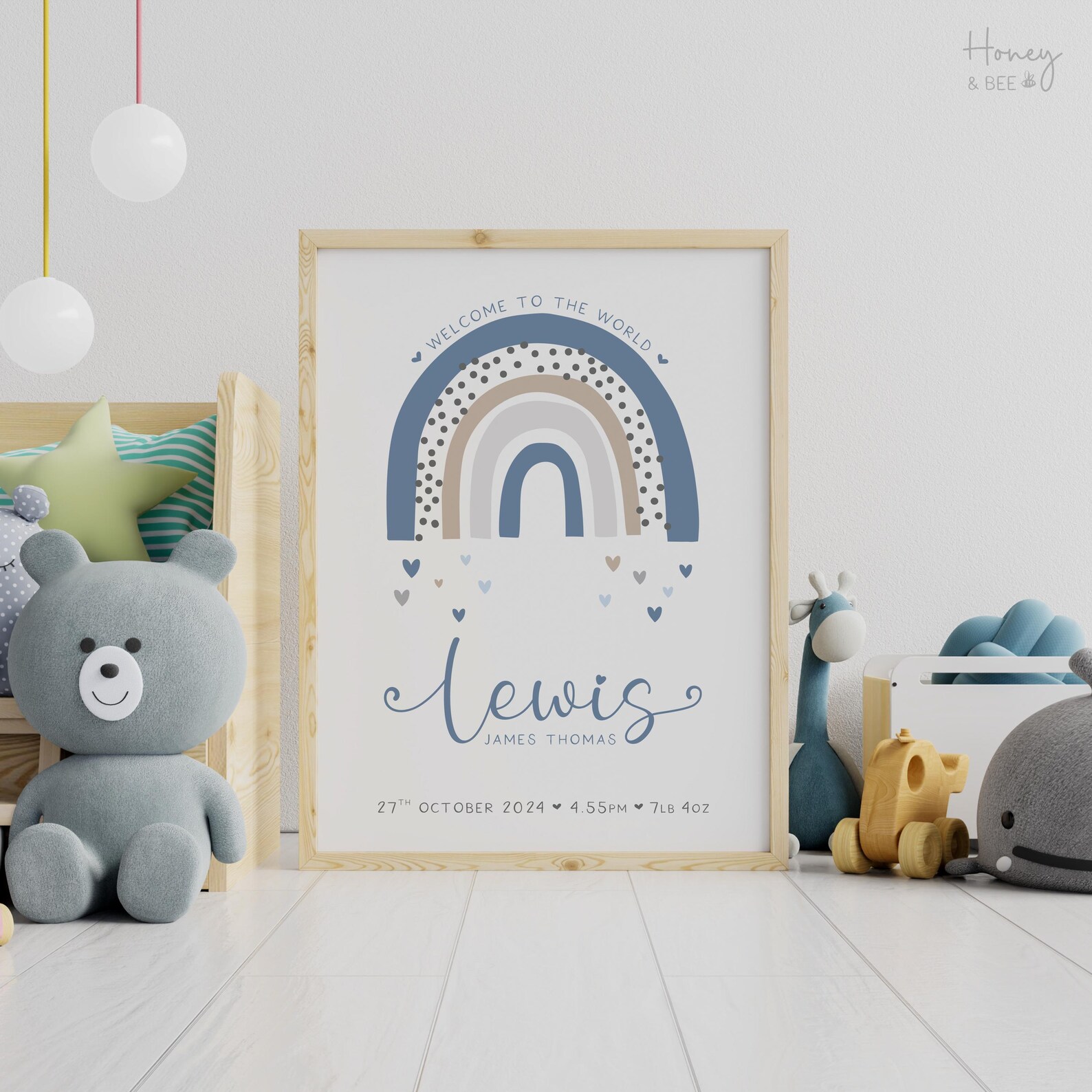 New Baby Print: Framed or Print Only | Personalised Gift | Christening ...