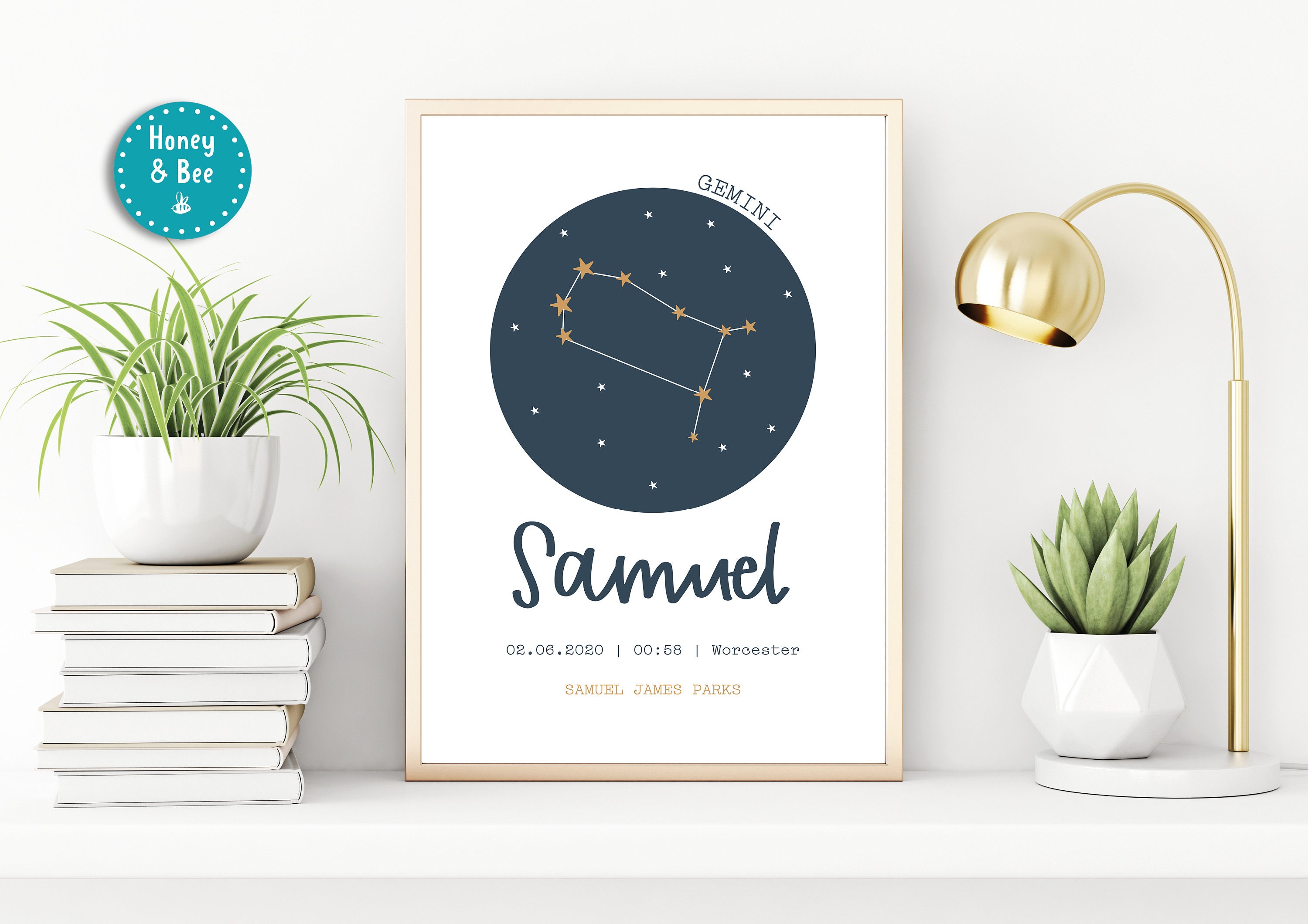 New Baby Star Sign Print Birth Print Personalised Baby Gift - Etsy UK