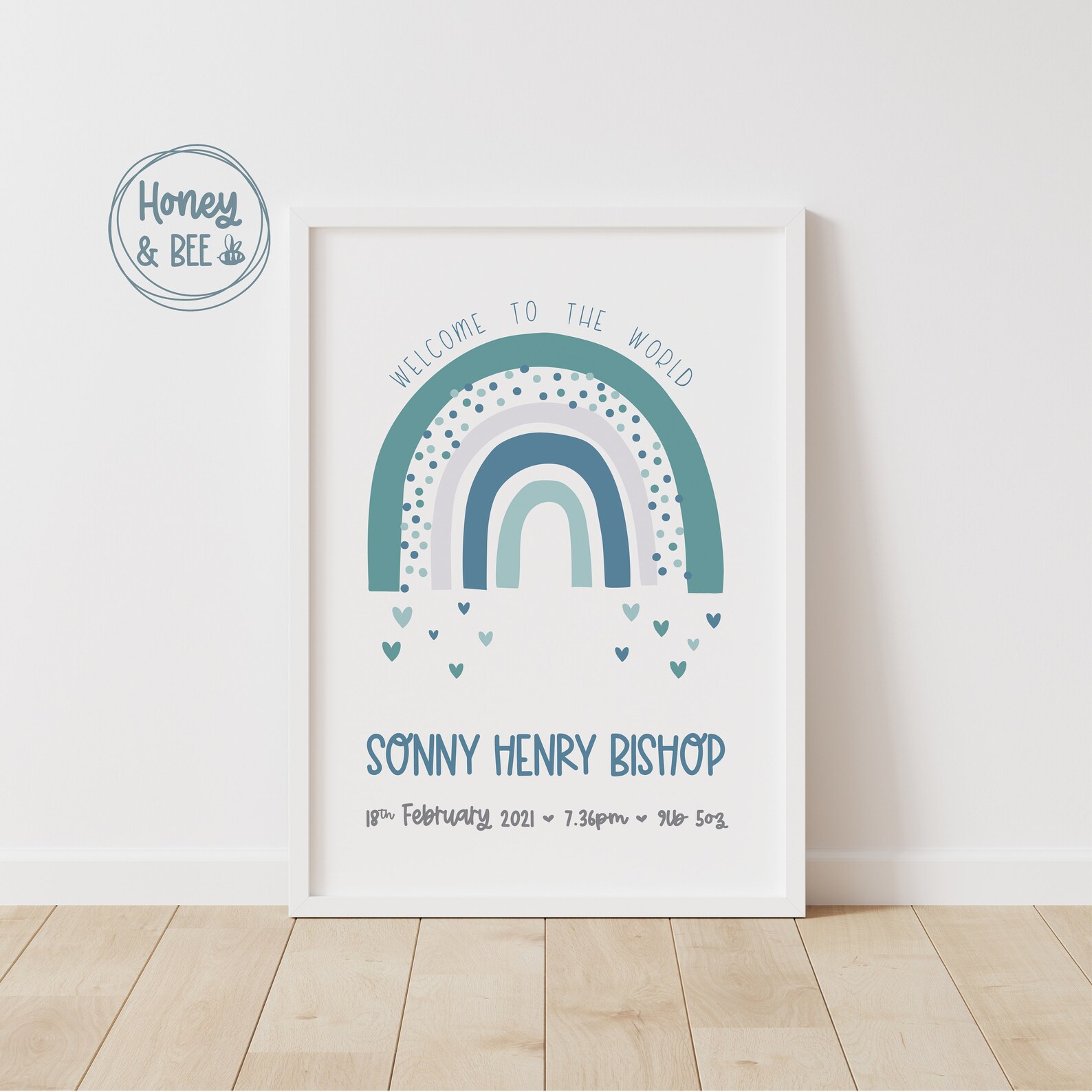 New Baby Print - Framed or Print Only, Personalised Baby Print, Birth ...