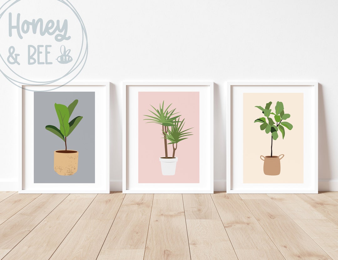 Set of 3 House Plant Prints - Framed or Print Only | House Plant Wall ...