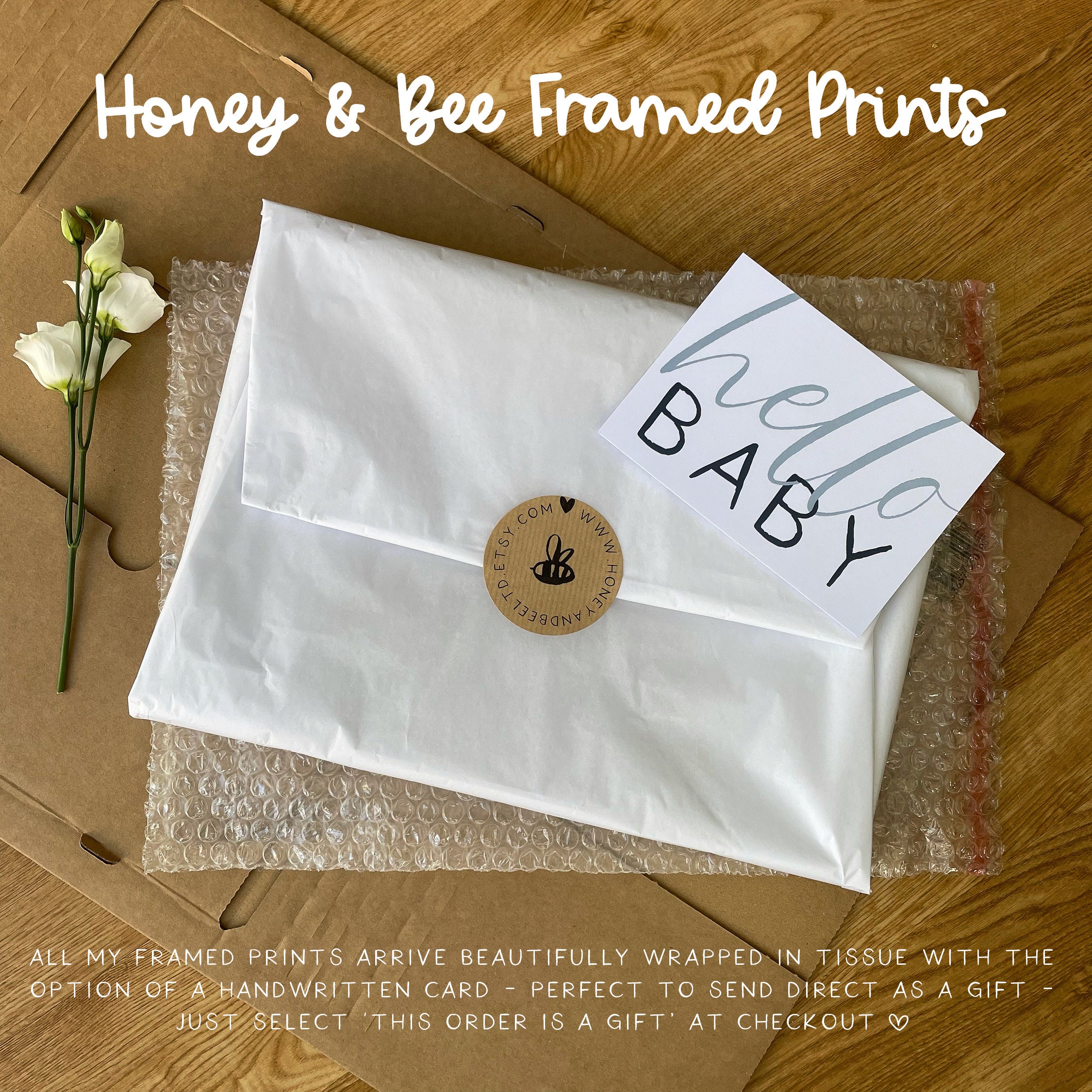 New Baby Print: Framed or Print Only | Personalised Gift | Christening ...