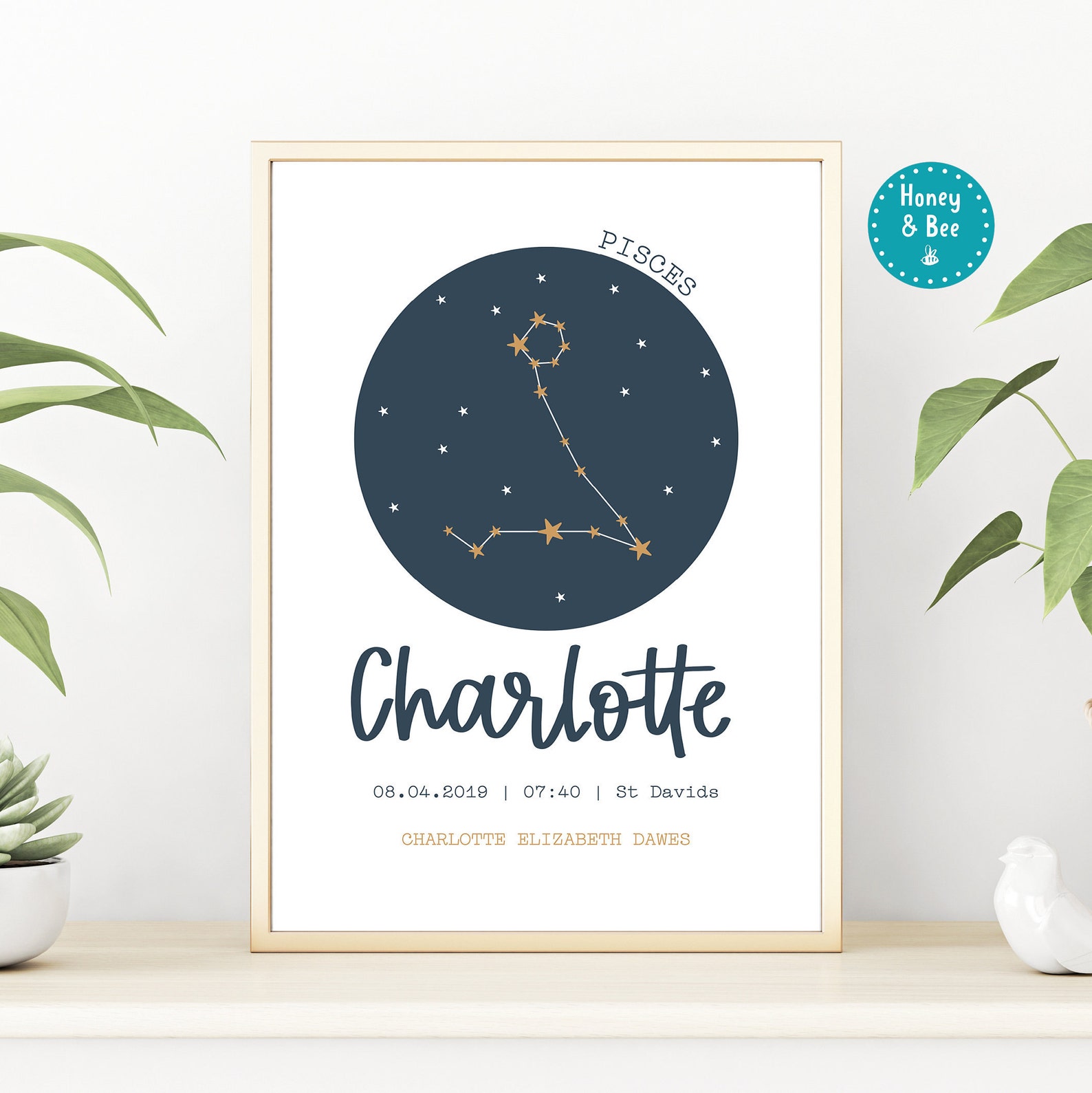 New Baby Star Sign Print Birth Print Personalised Baby Gift - Etsy UK