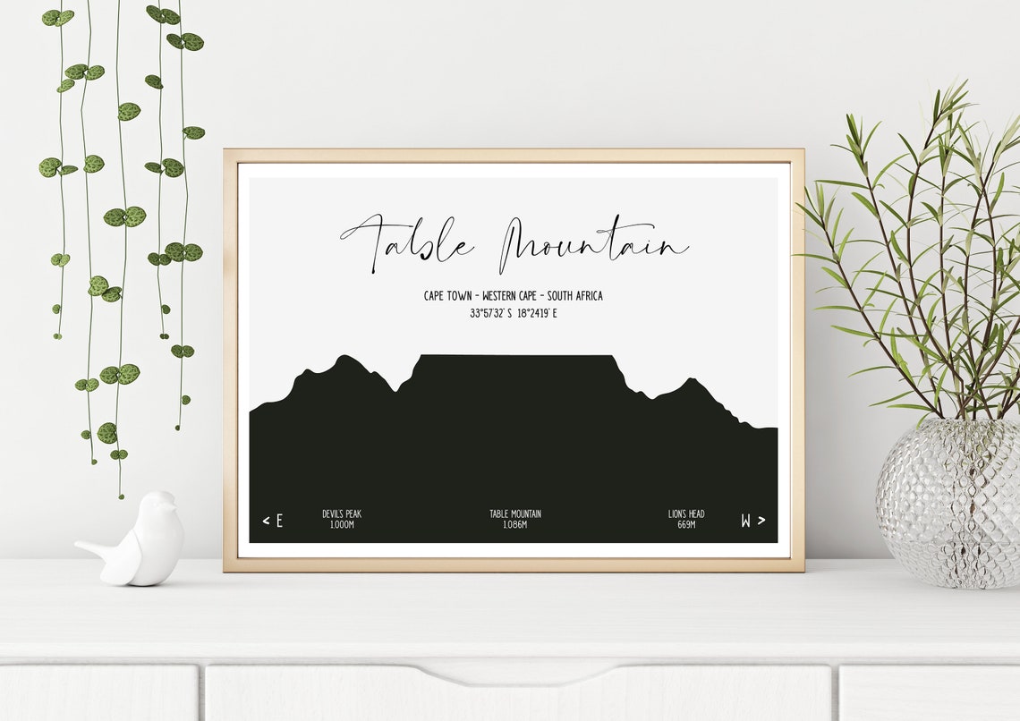 Table Mountain Print, Table Mountain Outline, Table Mountain Diagram ...