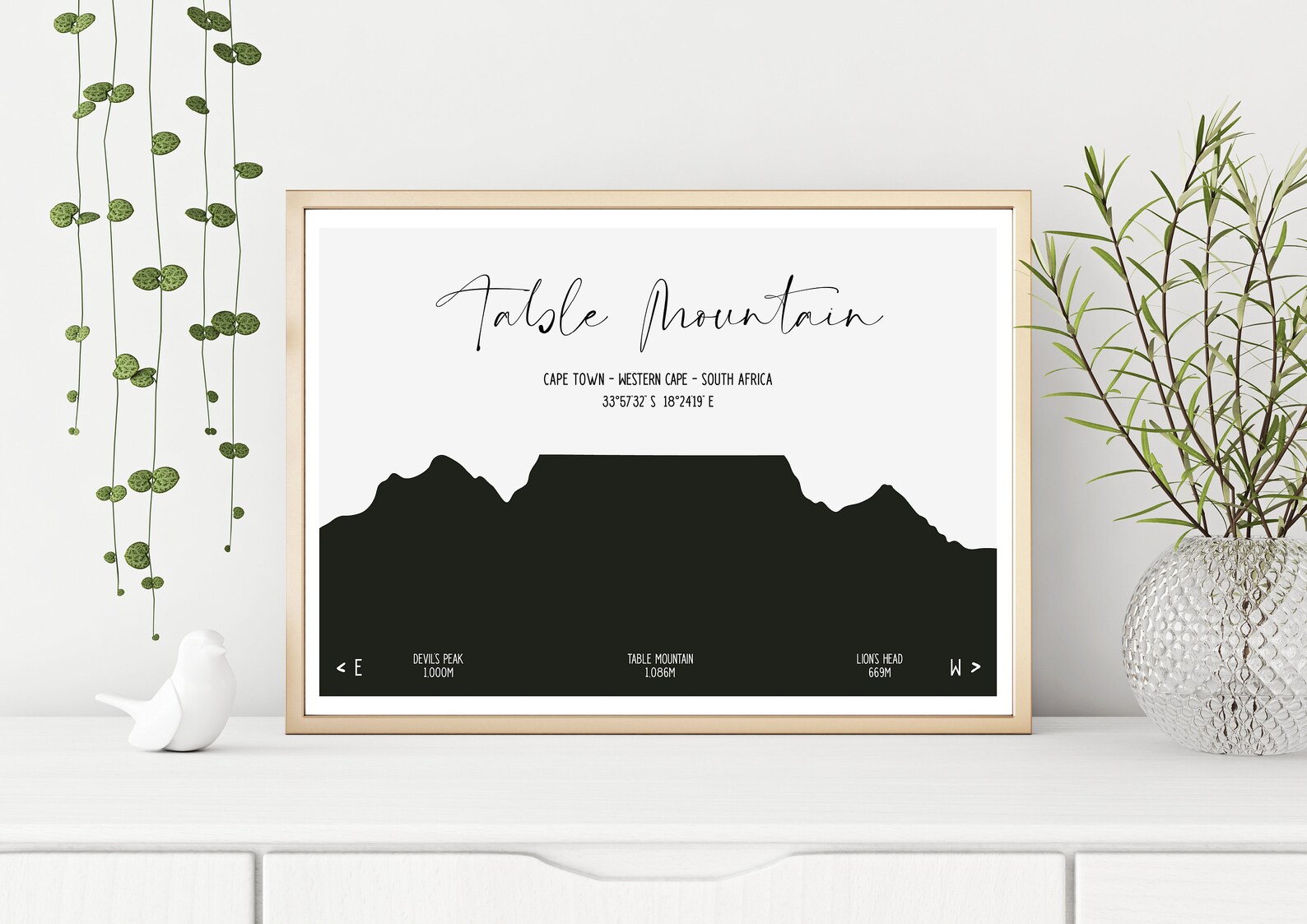 Table Mountain Print Table Mountain Outline Table Mountain | Etsy UK