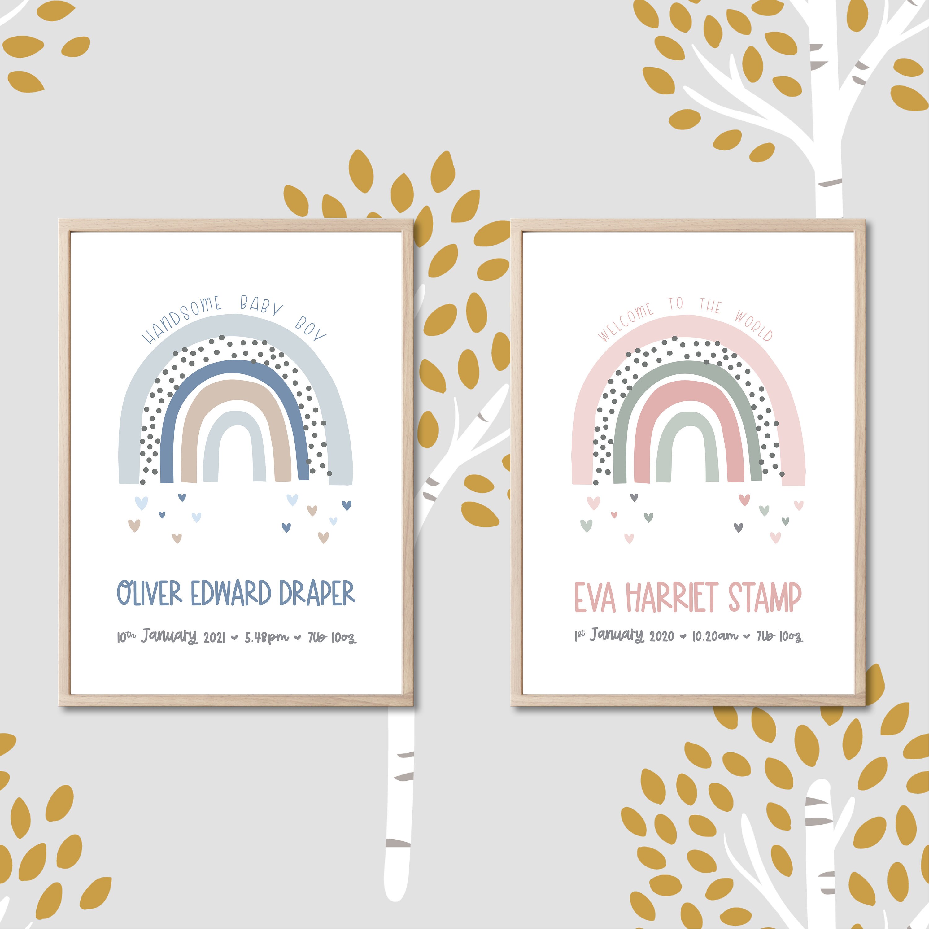 New Baby Print Framed or Print Only Personalised Baby - Etsy UK