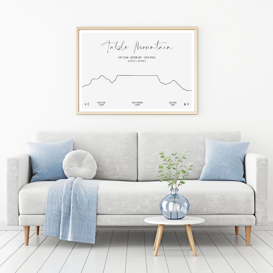 Table Mountain Print, Table Mountain Outline, Table Mountain Diagram ...