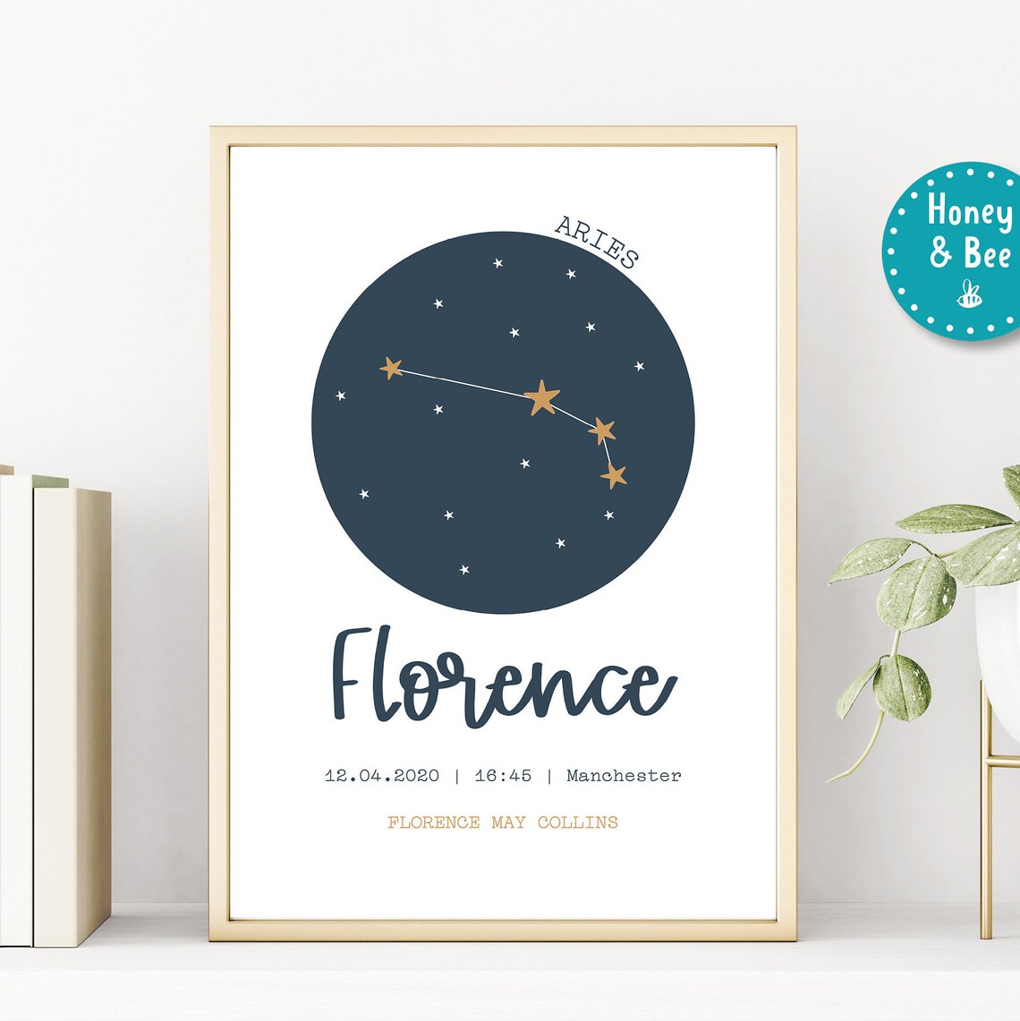New Baby Star Sign Print Birth Print Personalised Baby Gift - Etsy UK