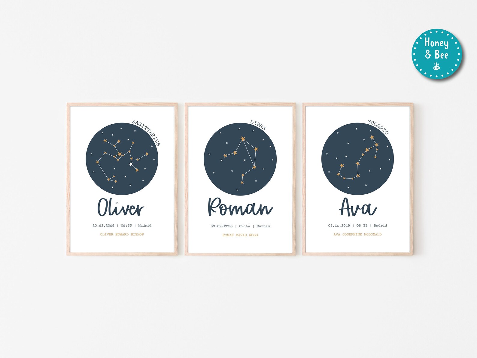 New Baby Star Sign Print Birth Print Personalised Baby Gift - Etsy UK