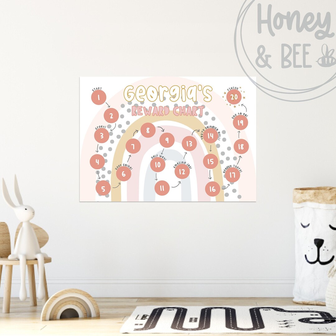 Kid's Reward Chart With Stickers | A3 Landscape Children's Reward Chart ...