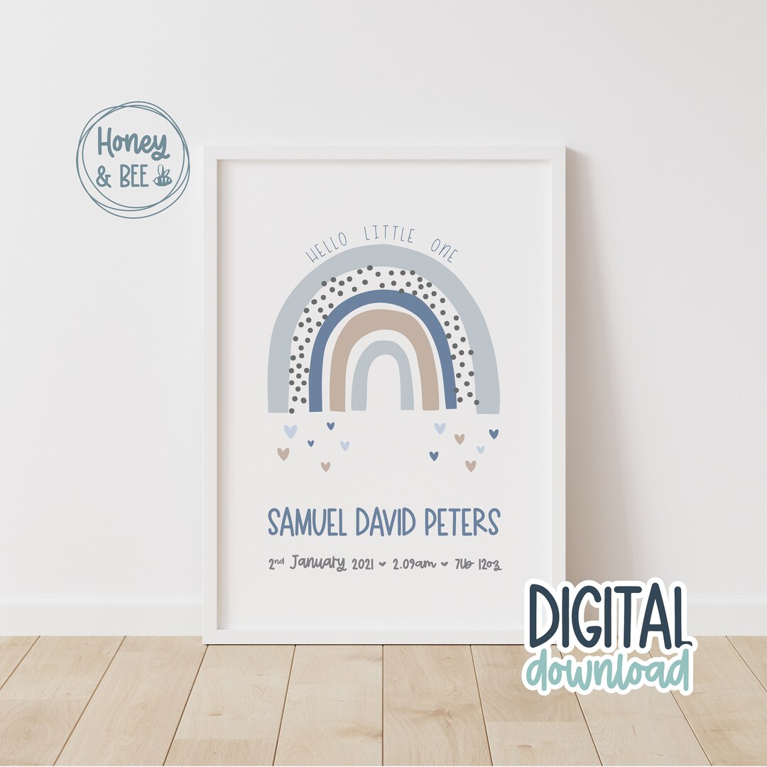 DIGITAL DOWNLOAD New Baby Print Birth Print Personalised Baby Gift Baby ...