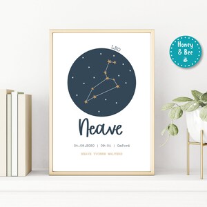 New Baby Star Sign Print, Birth Print, Personalised Baby Gift ...