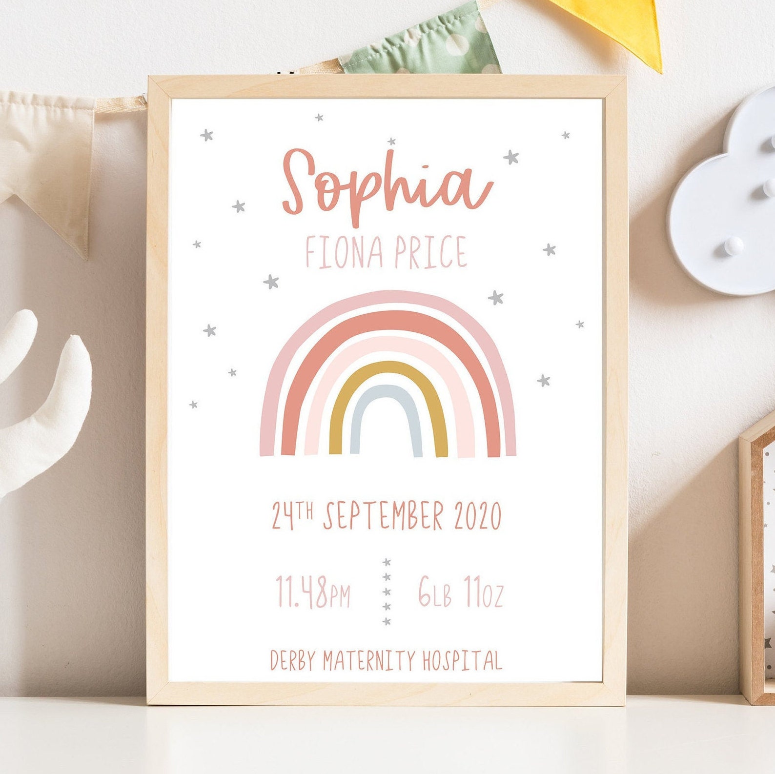 Personalised New Baby Print Framed or Print Only Birth - Etsy UK