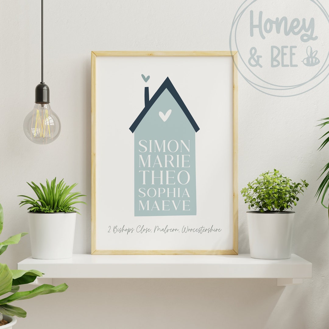 Personalised Family Print | Home Sweet Home, Names, House Warming Gift ...