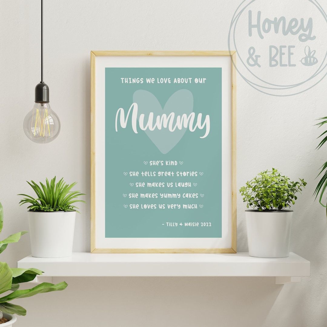 Personalised Mummy Print | Custom Wording - Things I Love About My ...