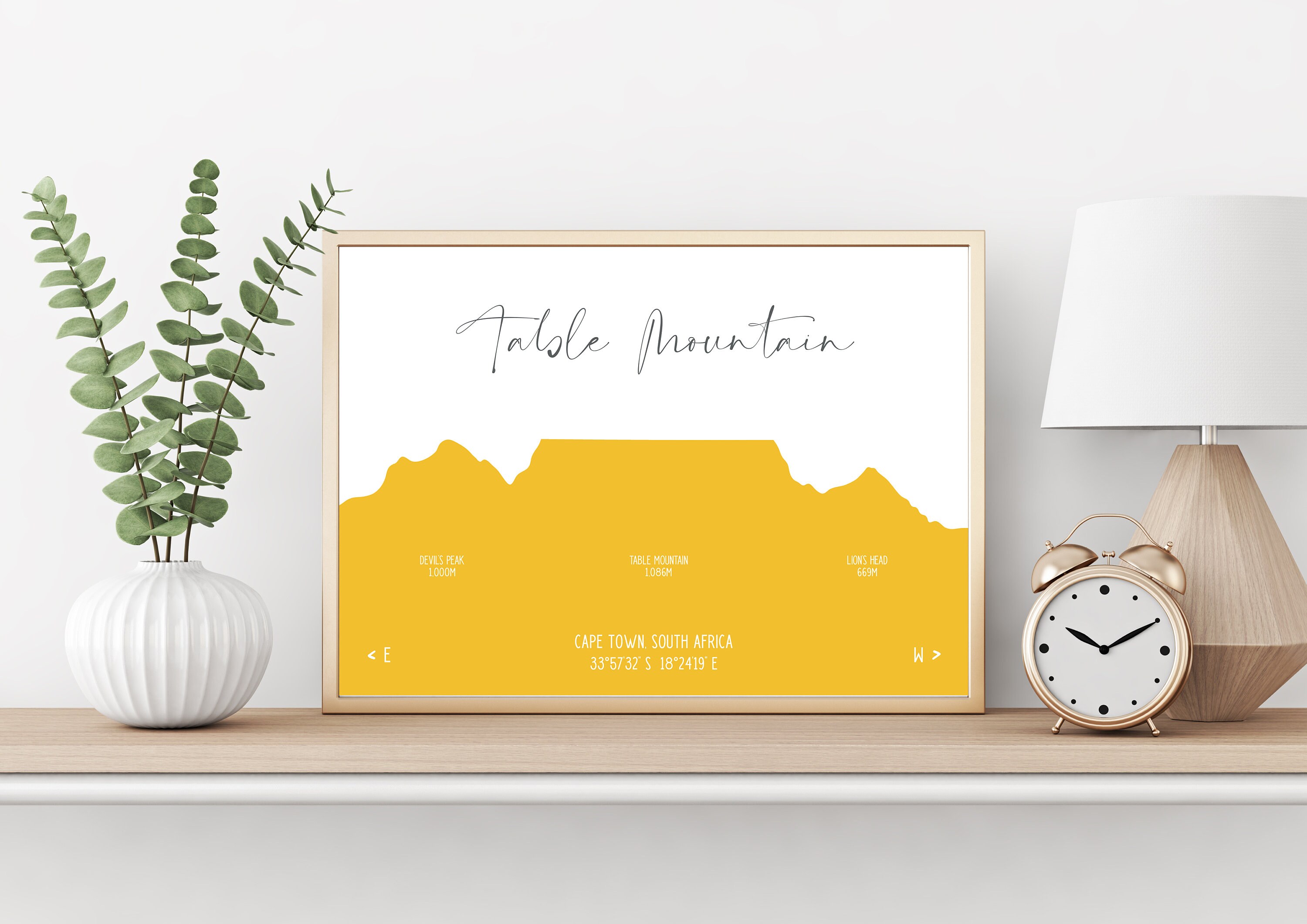 Table Mountain Print, Table Mountain Outline, Table Mountain Diagram ...
