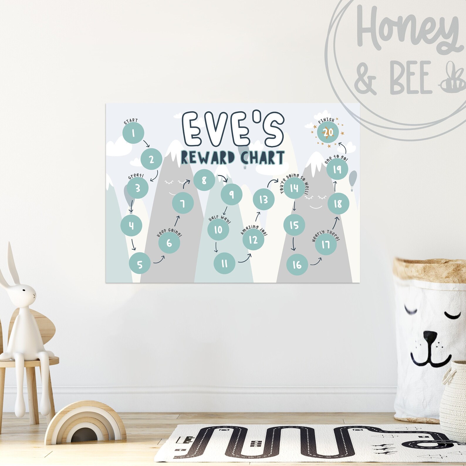 Kid's Reward Chart With Stickers A3 Landscape | Etsy