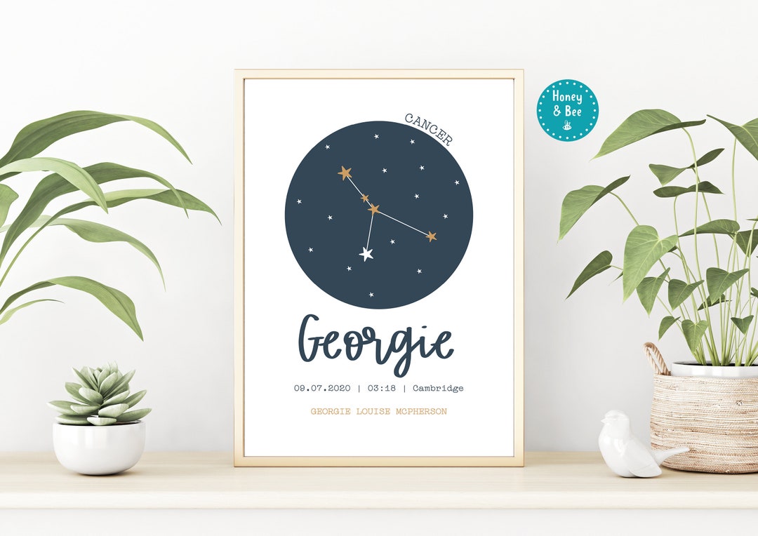 New Baby Star Sign Print, Birth Print, Personalised Baby Gift ...
